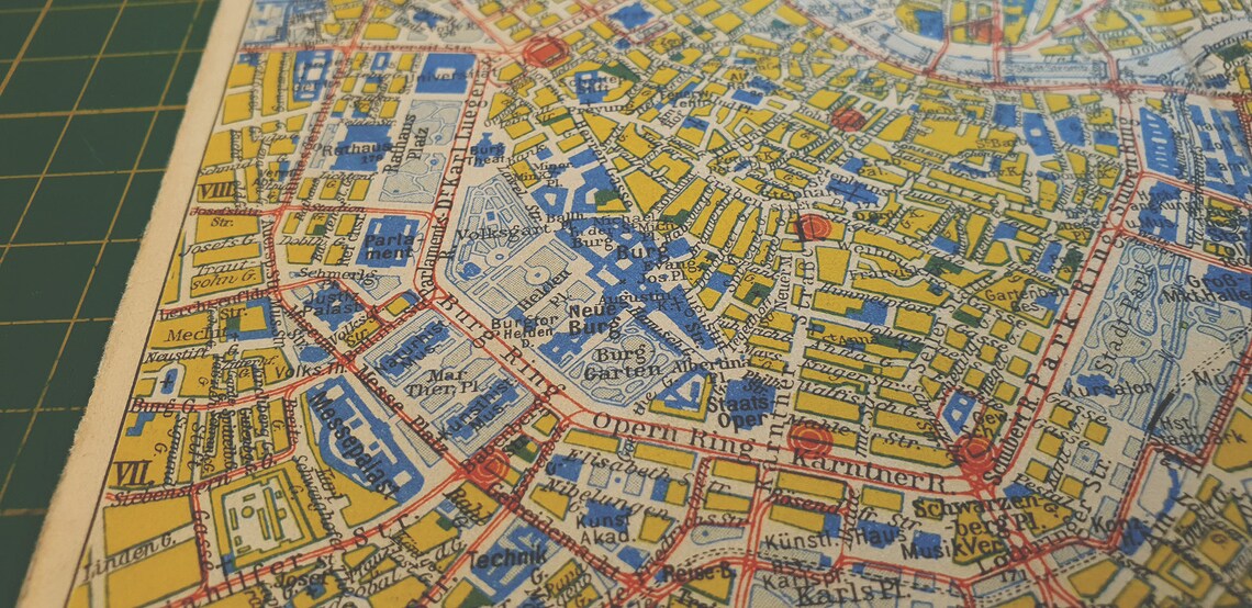 1952 Vintage Map of Vienna | Etsy