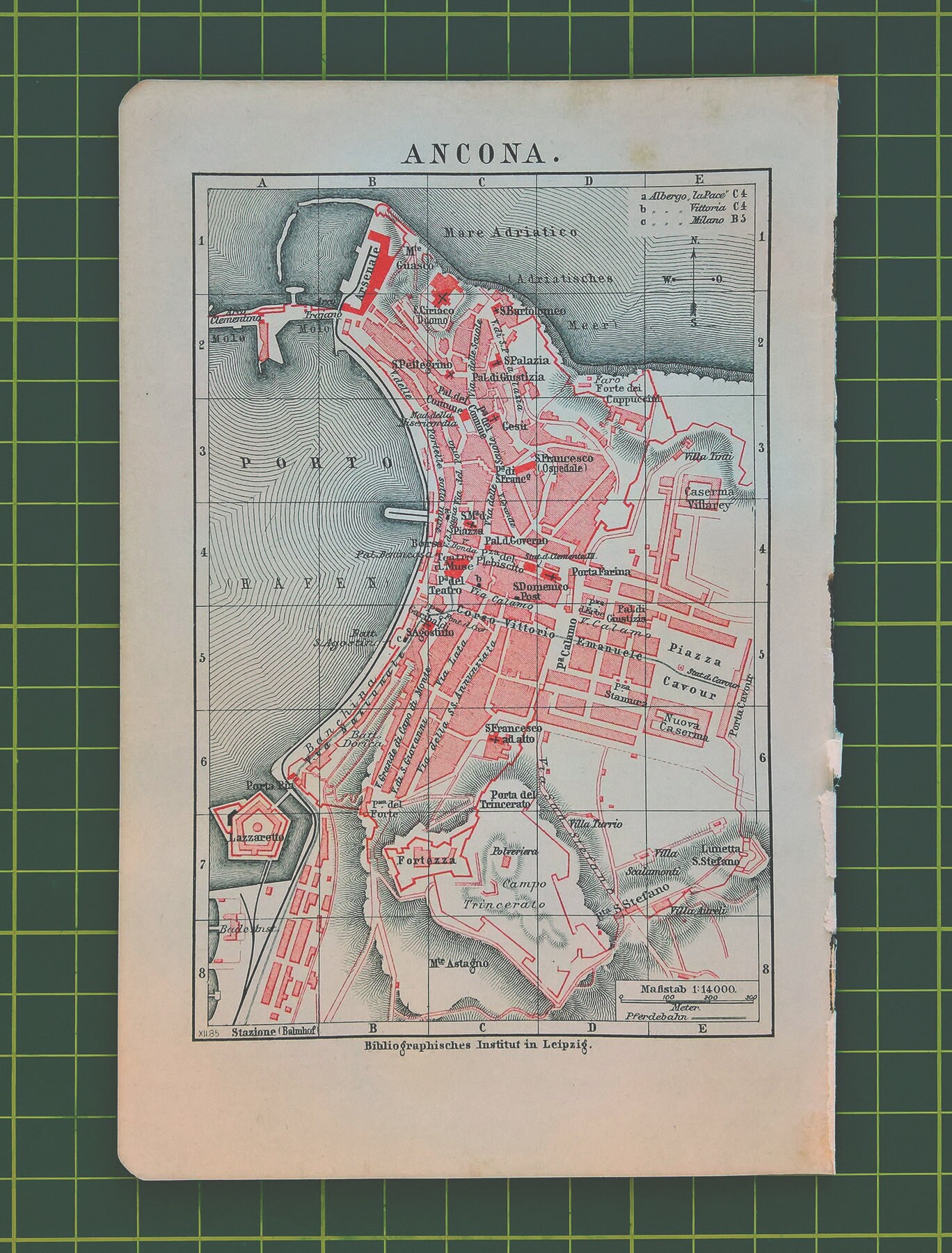 1886 Vintage Map of Ancona