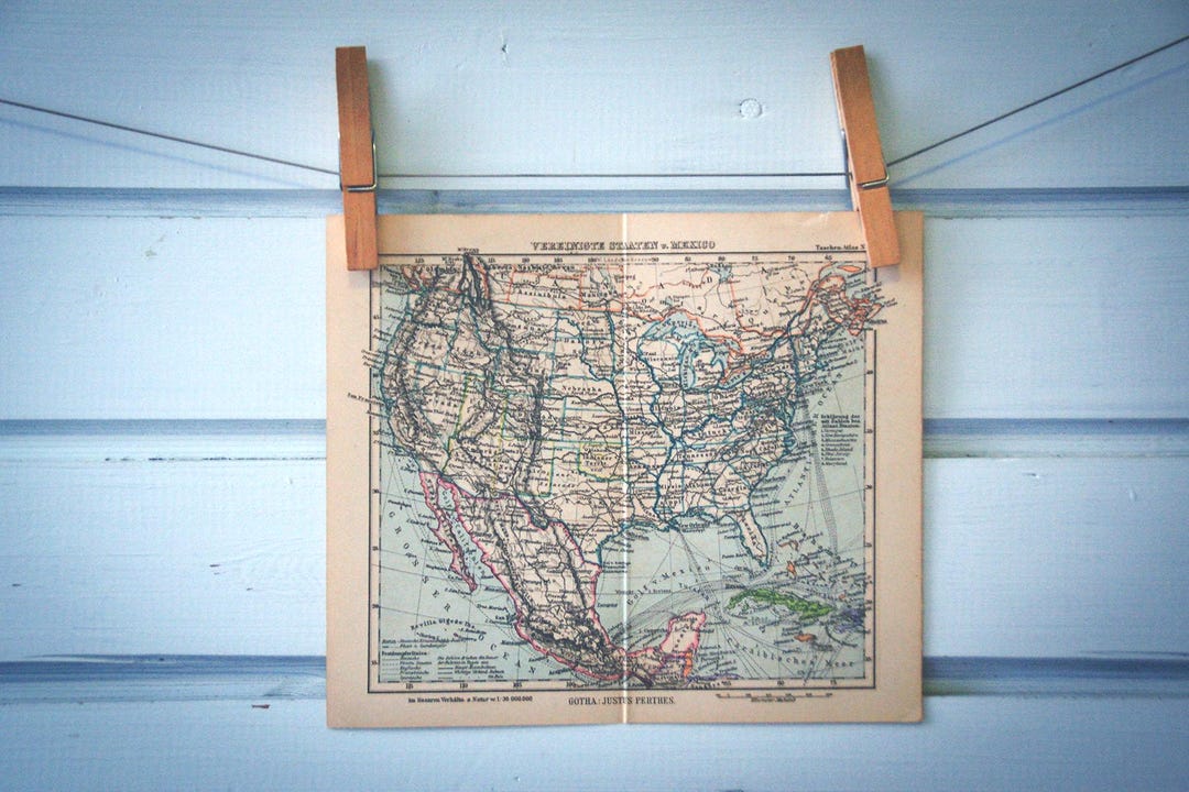 1893 Vintage USA Map - Etsy