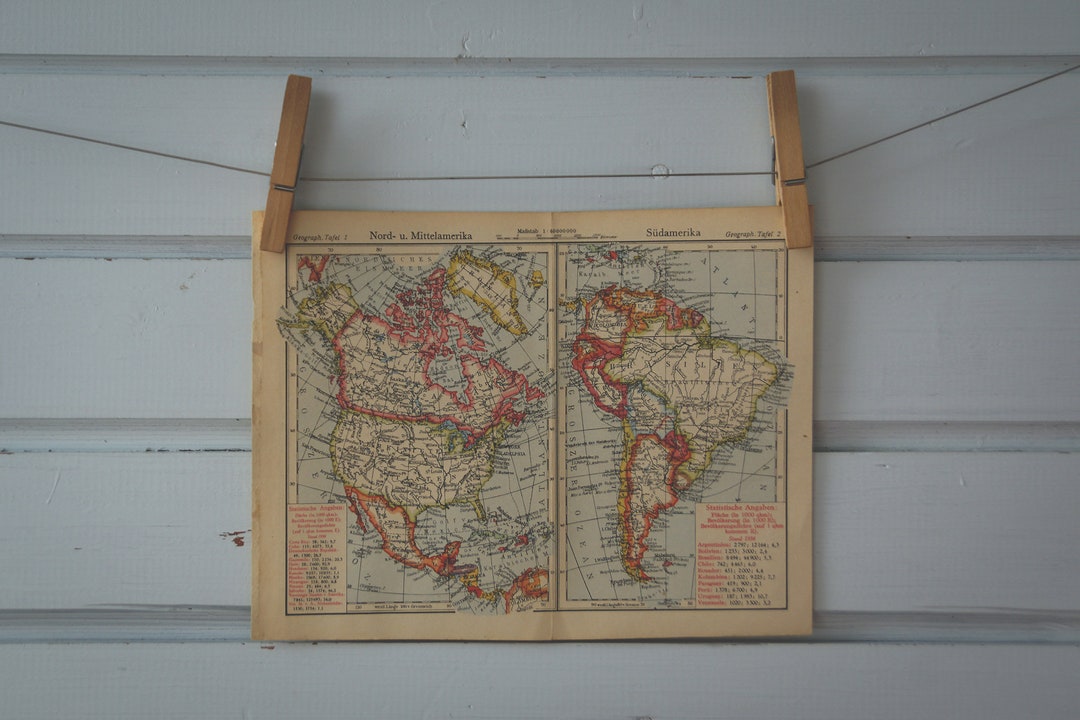 1936 Vintage Map of the Americas - Etsy
