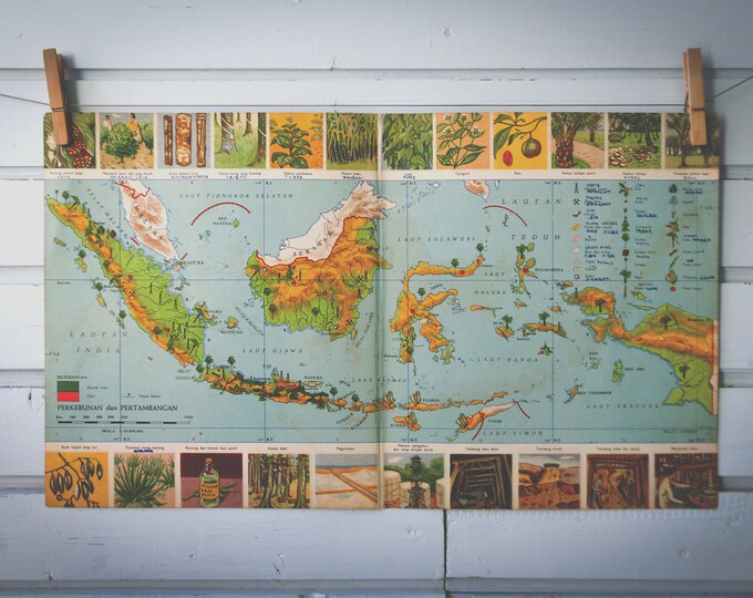 1954 Vintage Indonesia Map - Etsy