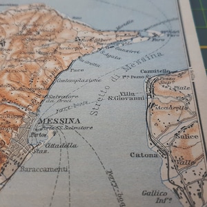 1909 Vintage Strait of Messina Map - Etsy