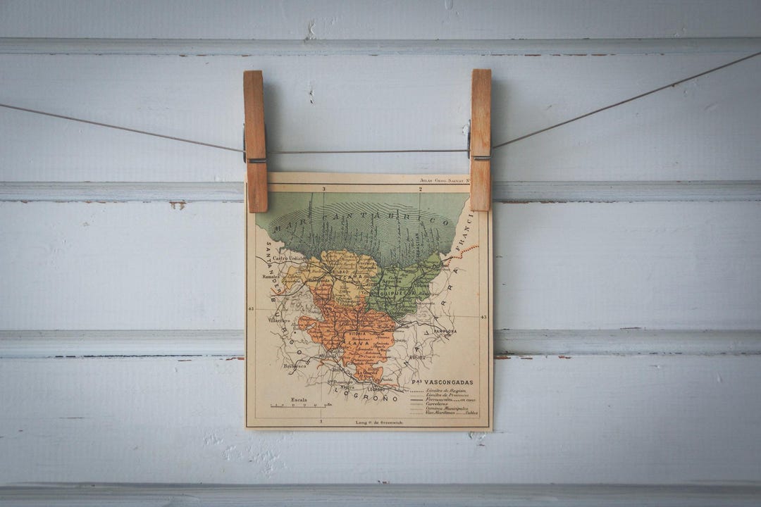 1937 Vintage Basque Country Map - Etsy