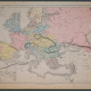 1886 Vintage Map of Europe - Etsy