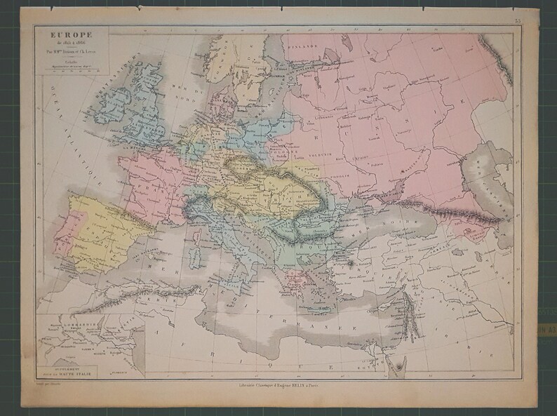 1886 Vintage Map of Europe - Etsy