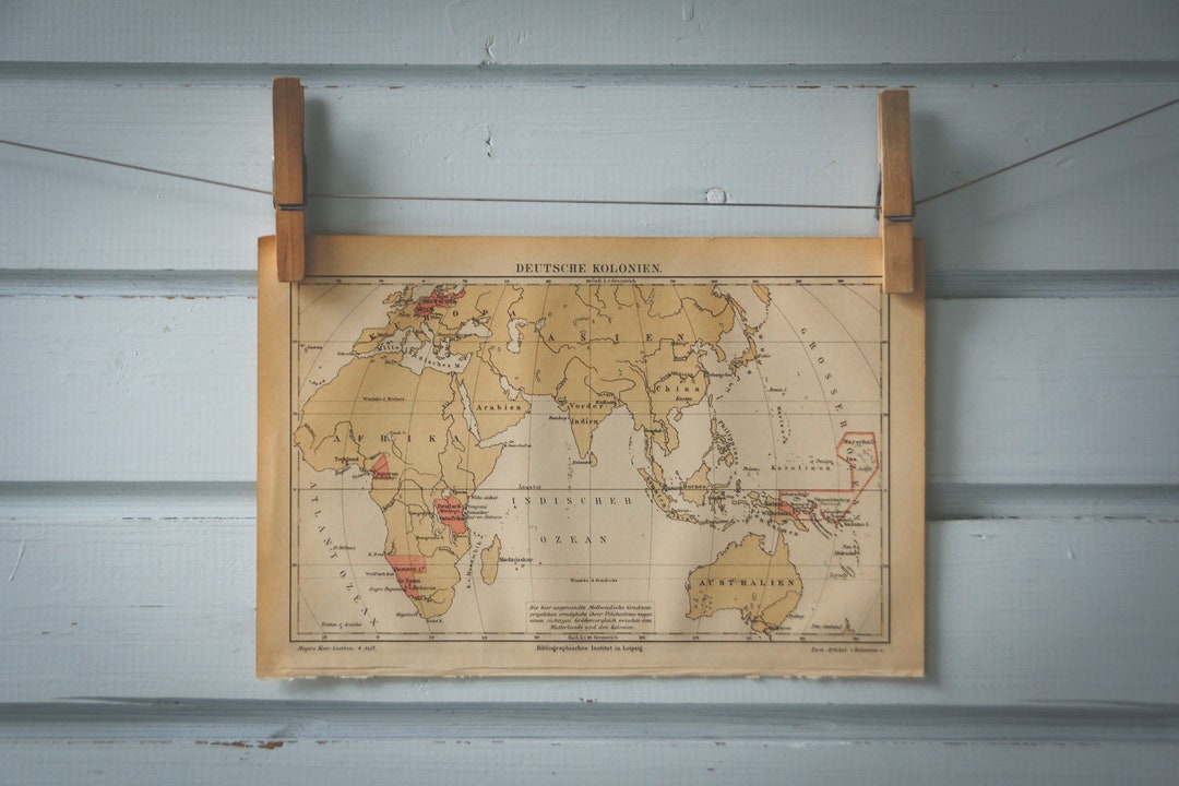 1890 Vintage World Map of German Colonies - Etsy