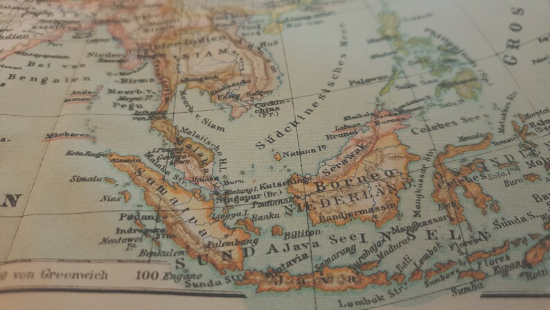 1893 Vintage Map of Asia | Etsy