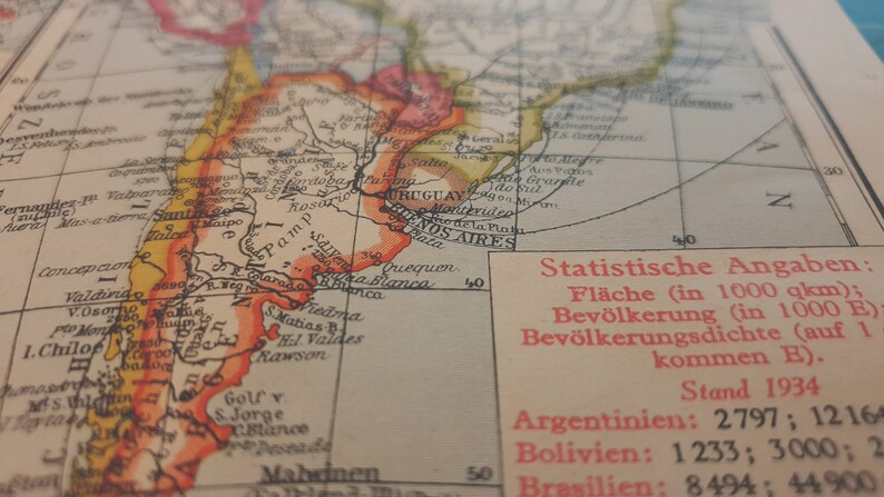 1936 Vintage Map of the Americas - Etsy
