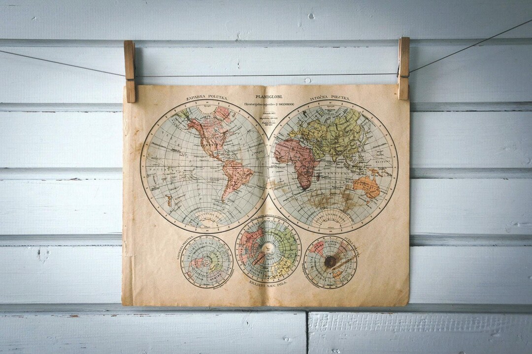 1924 Vintage World Map - Etsy