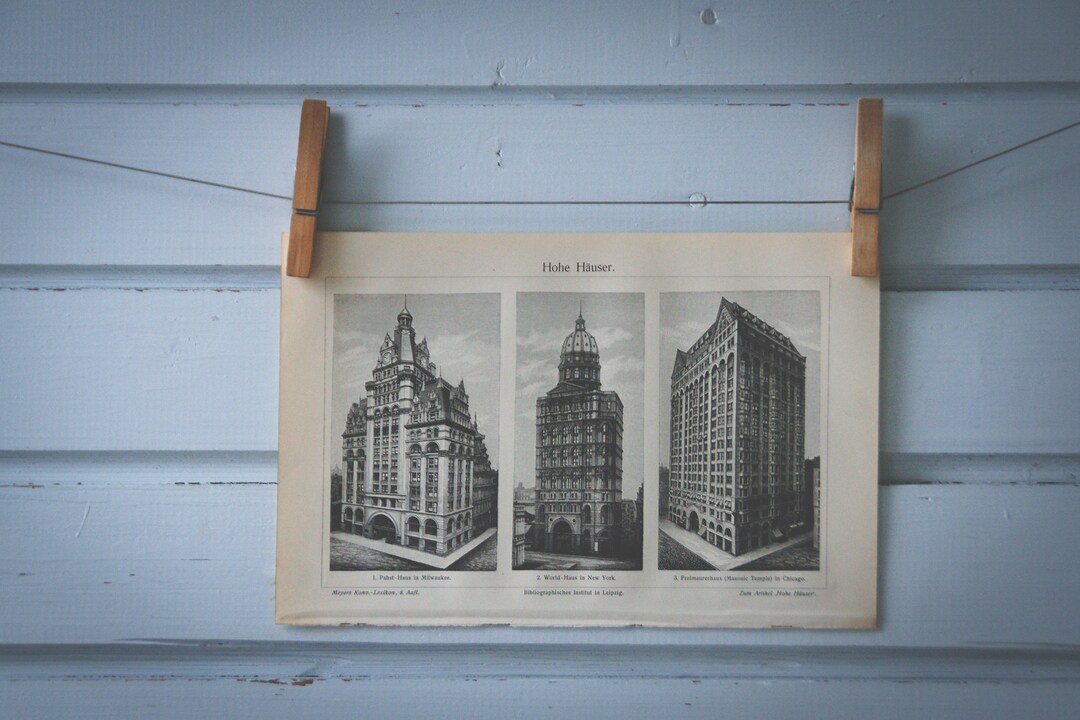 1907 Vintage USA High-rise Buildings Lithograph Illustration - Etsy