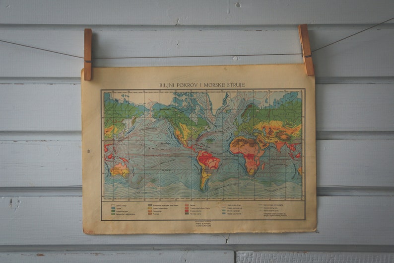 1958 Vintage Ocean Currents World Map | Etsy