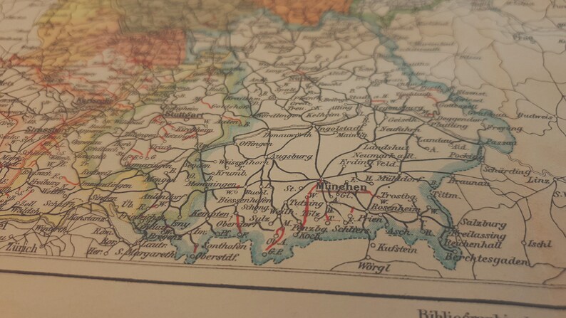 1907 Vintage Railways Map of Germany | Etsy