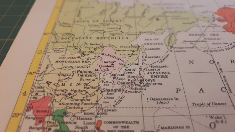 1957 Vintage Interwar Period Map of the World - Etsy