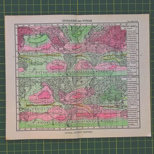 1931 Vintage Atmospheric Pressure & Winds World Map - Etsy