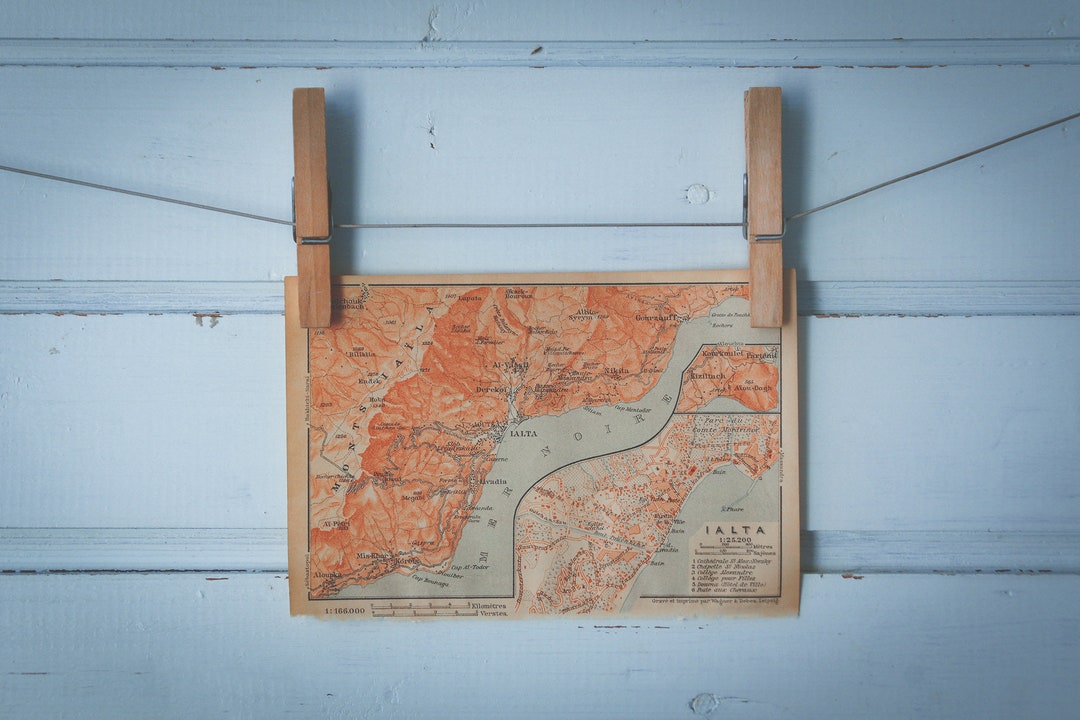 1902 Vintage Map of Jalta - Etsy