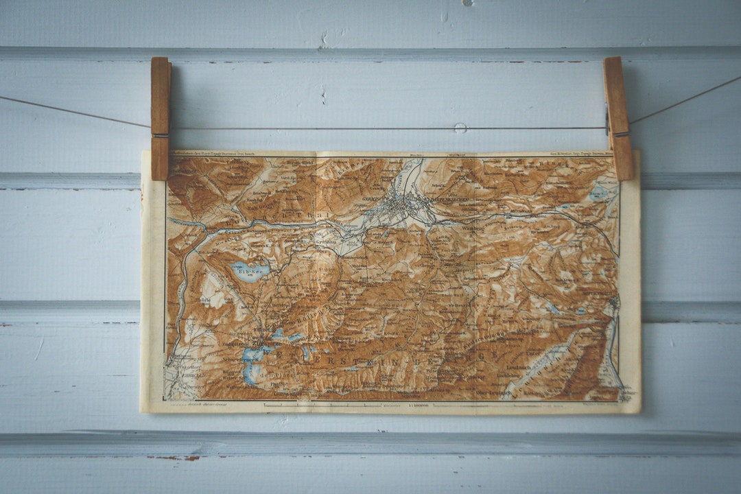 1936 Vintage Wetterstein Mountains Map - Etsy