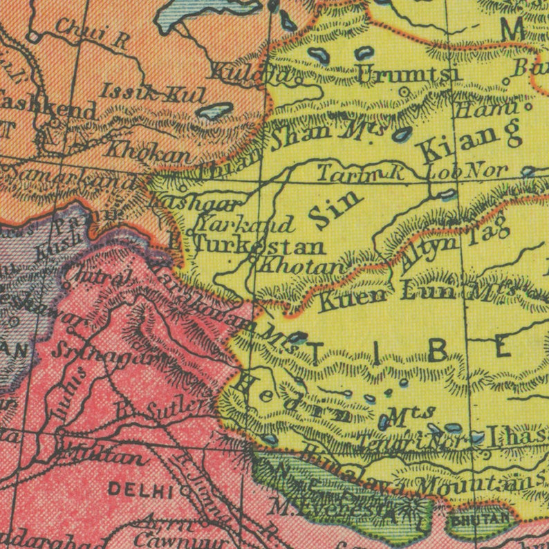 1930s Vintage Map of Asia - Etsy