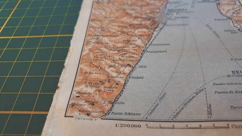 1909 Vintage Strait of Messina Map - Etsy