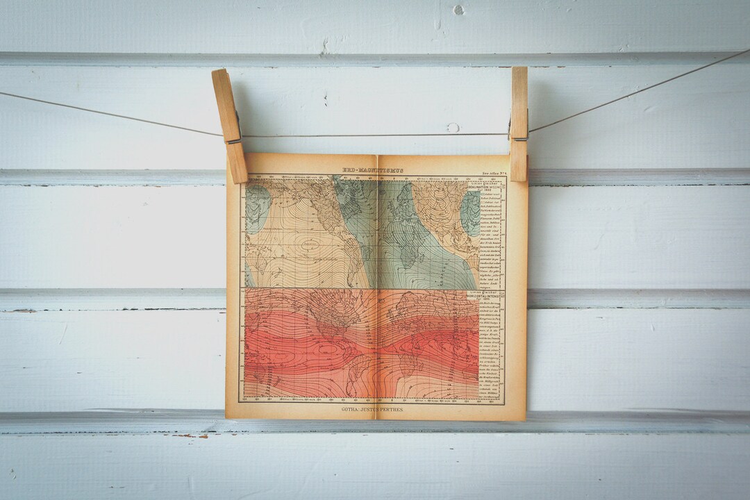 1925 Vintage Magnetic Field World Map - Etsy UK