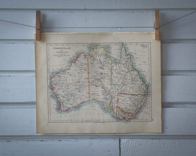 1907 Vintage Australia Map - Etsy