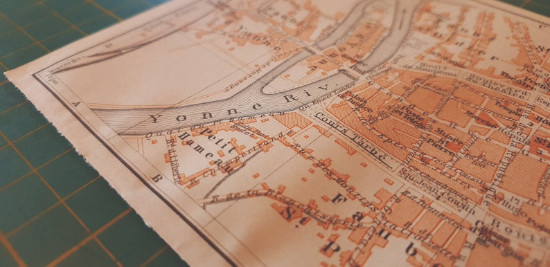 1908 Vintage Sens Map - Etsy