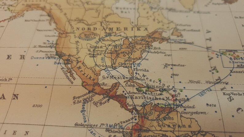 1907 Vintage World Seismology Map | Etsy