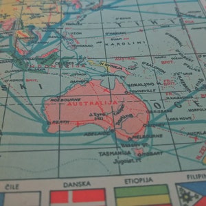 1959 Vintage World Map - Etsy