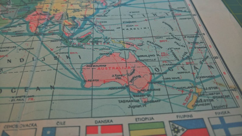 1959 Vintage World Map - Etsy