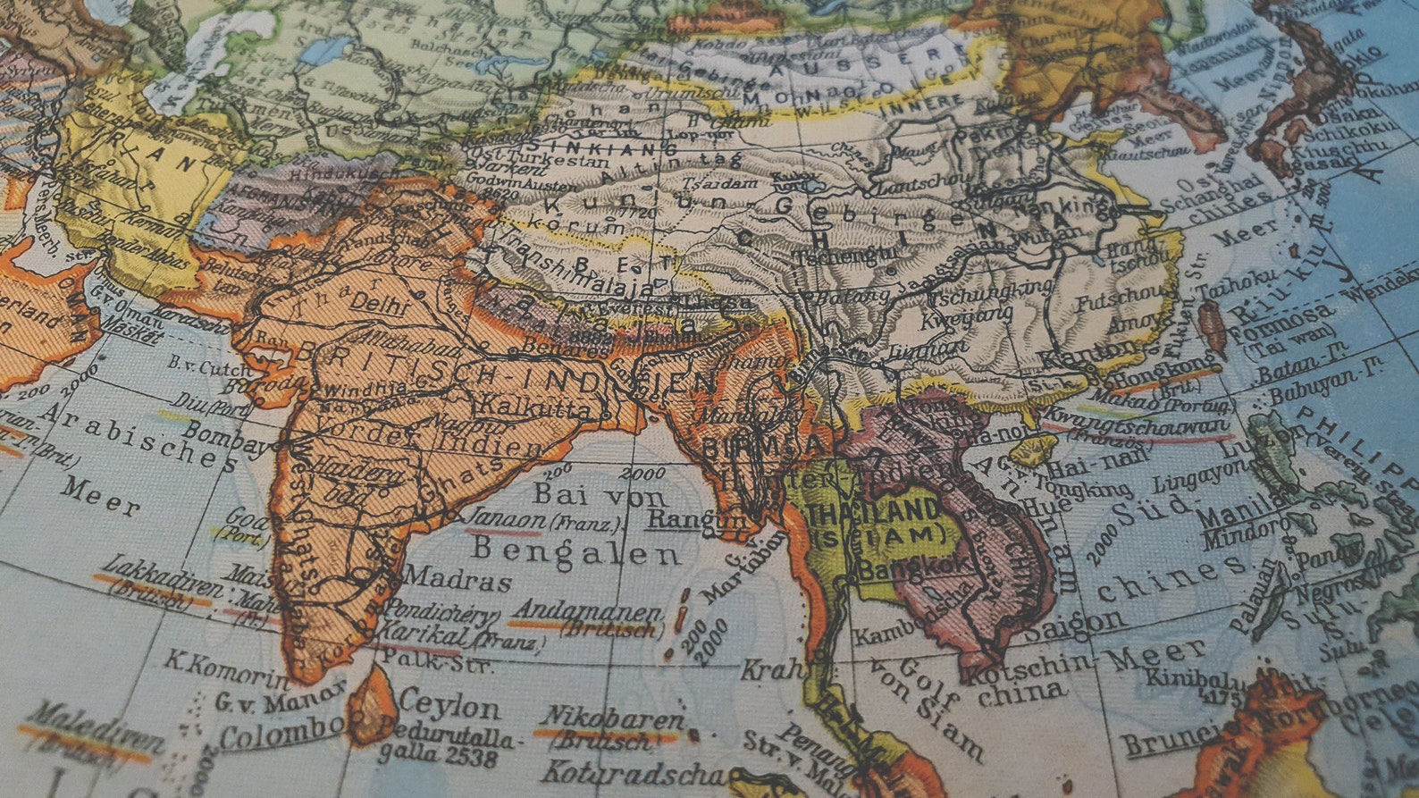 1936 Vintage Map of Asia | Etsy