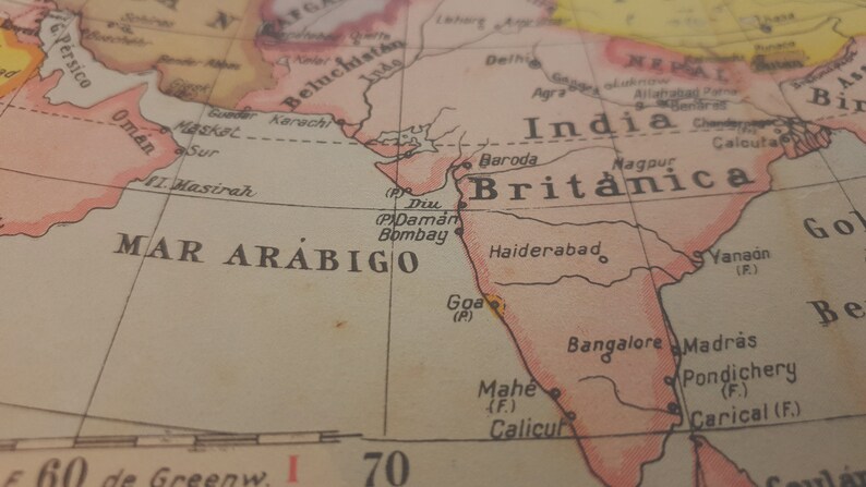 1950 Vintage Map of Asia - Etsy