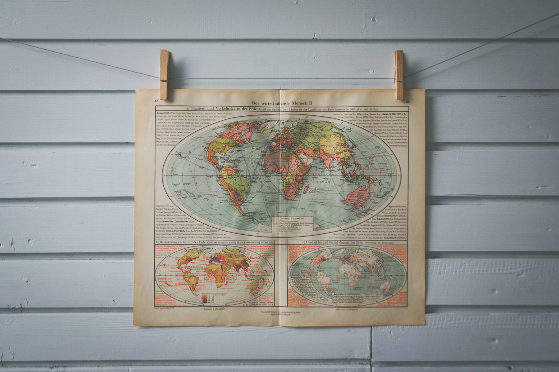 1928 Vintage World Map