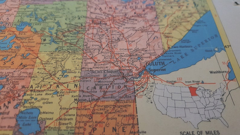 1957 Vintage Map of Minnesota - Etsy