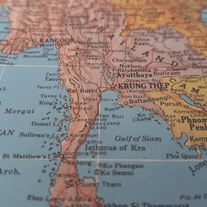 1957 Vintage Southeast Asia Map - Etsy