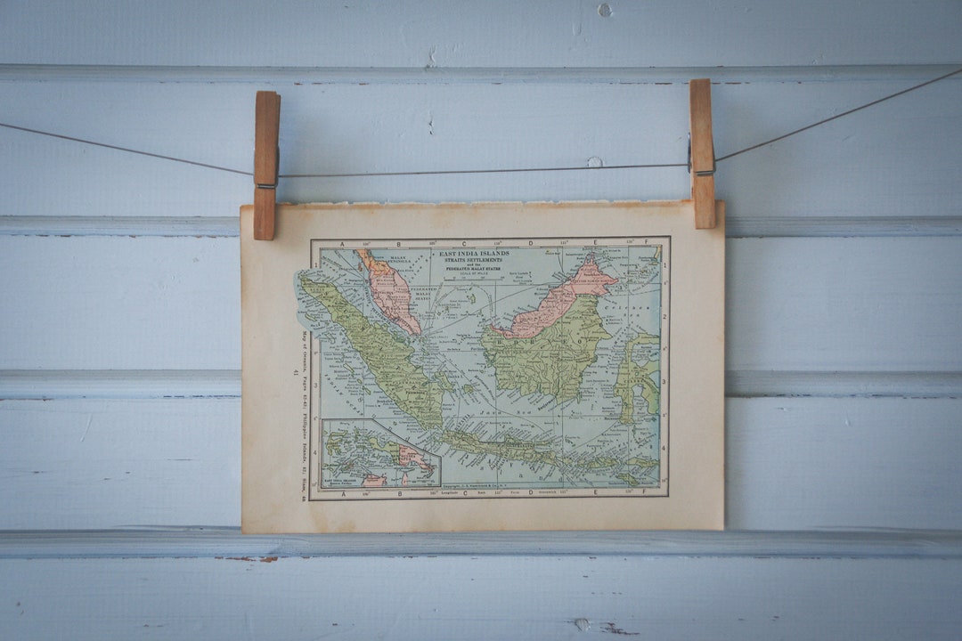 1923 Vintage Map of Indonesia - Etsy