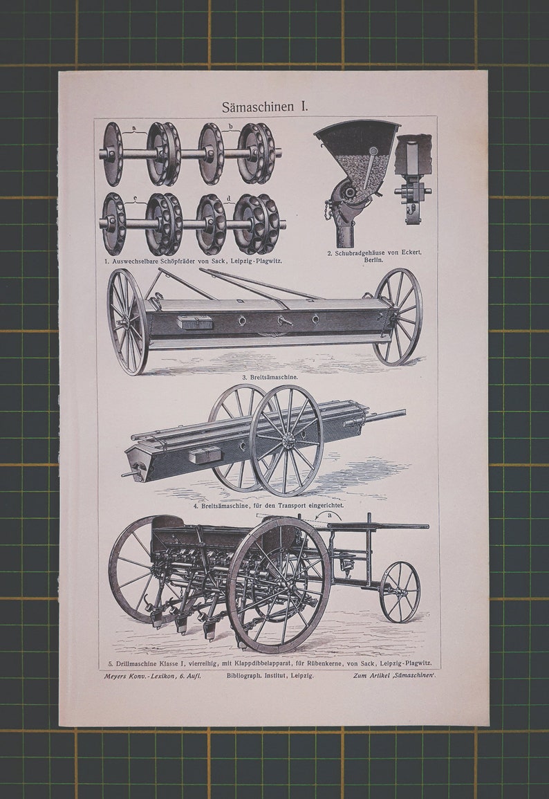 1907 Vintage Seed Drill Lithograph Illustration - Etsy