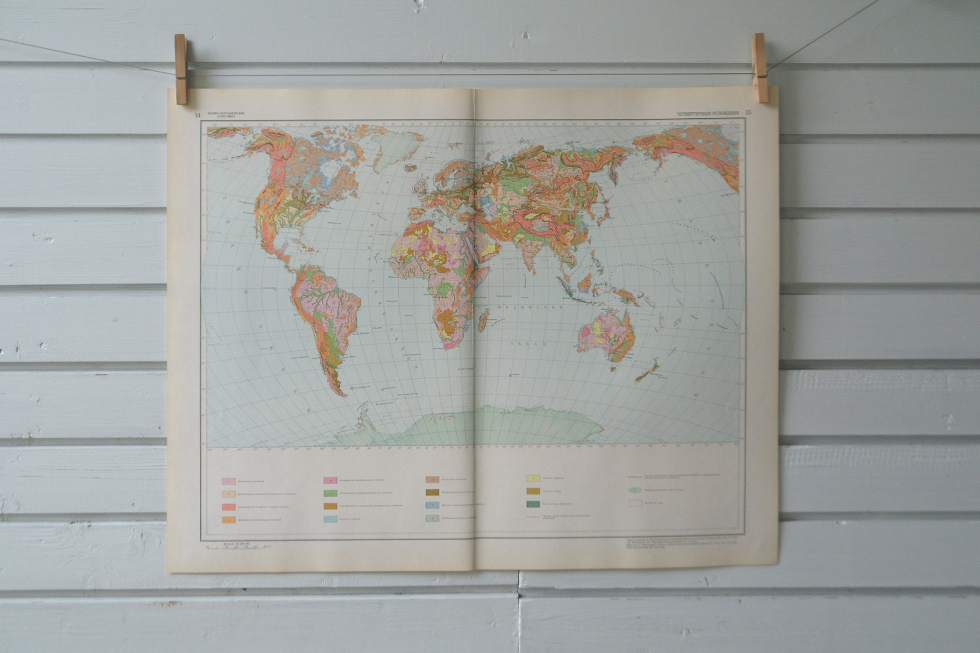 1964 Vintage Geology World Map