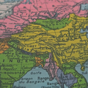 1956 Vintage Map of Asia - Etsy