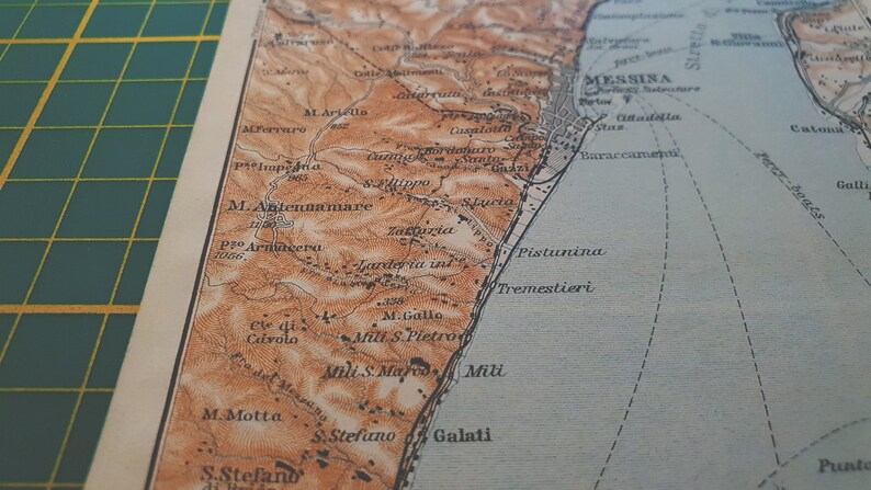 1911 Vintage Strait of Messina Map | Etsy