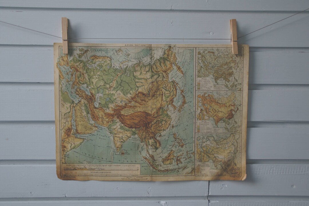 1930s Vintage Map of Asia - Etsy