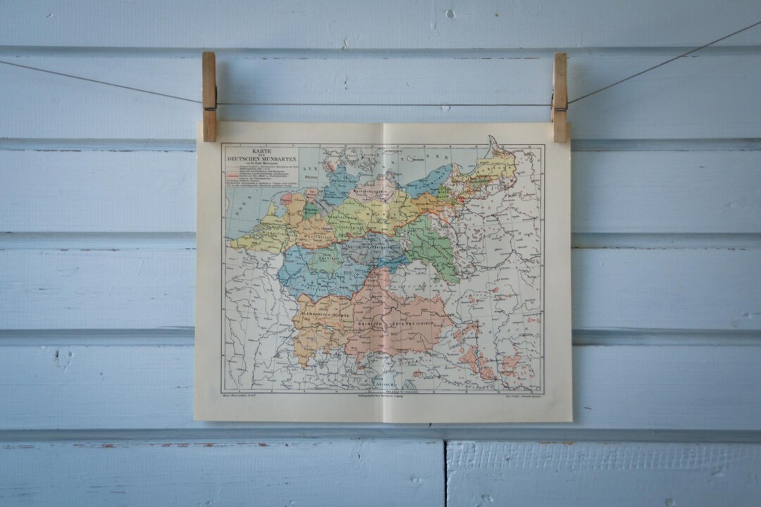 1907 Vintage German Dialects Map - Etsy