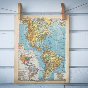 1931 Vintage Map of the Americas - Etsy