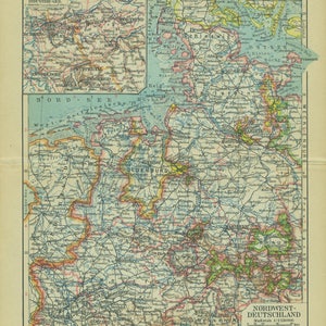 1936 Vintage Northwest Germany Map - Etsy