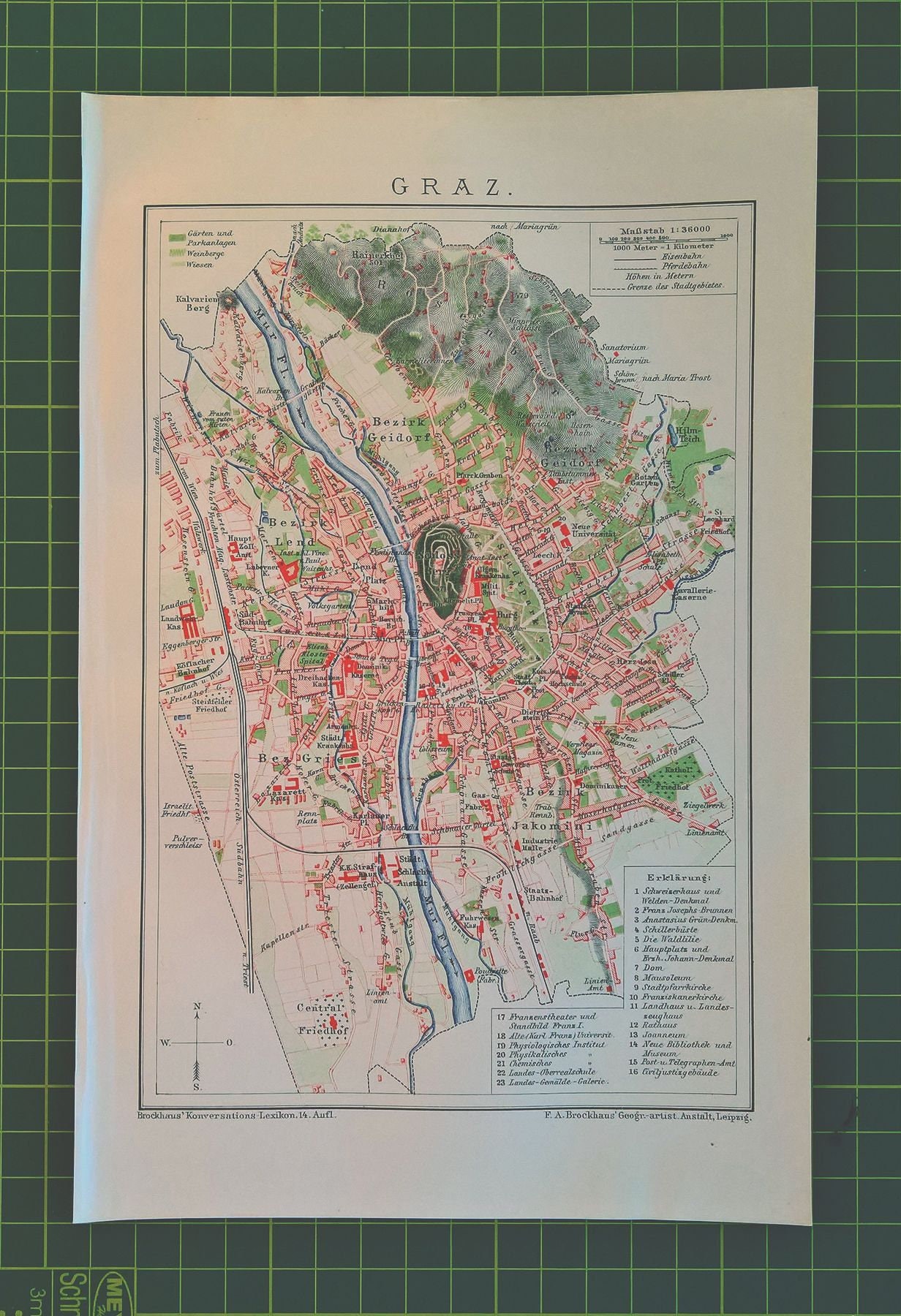 1894 Vintage Map of Graz