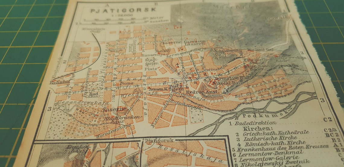 1912 Vintage Pyatigorsk & Kislovodsk Map | Etsy