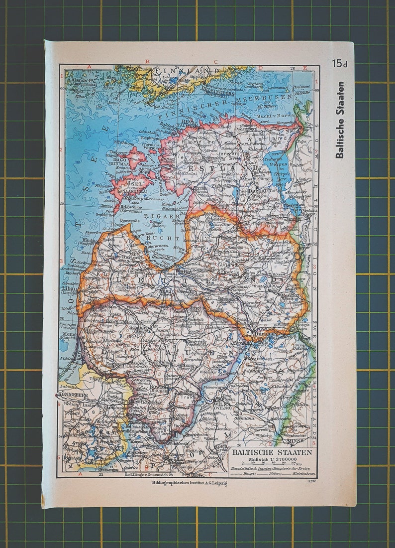 1936 Vintage Baltic States Map - Etsy