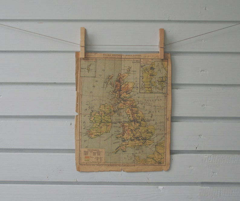1930s Vintage Map of United Kingdom & Ireland - Etsy