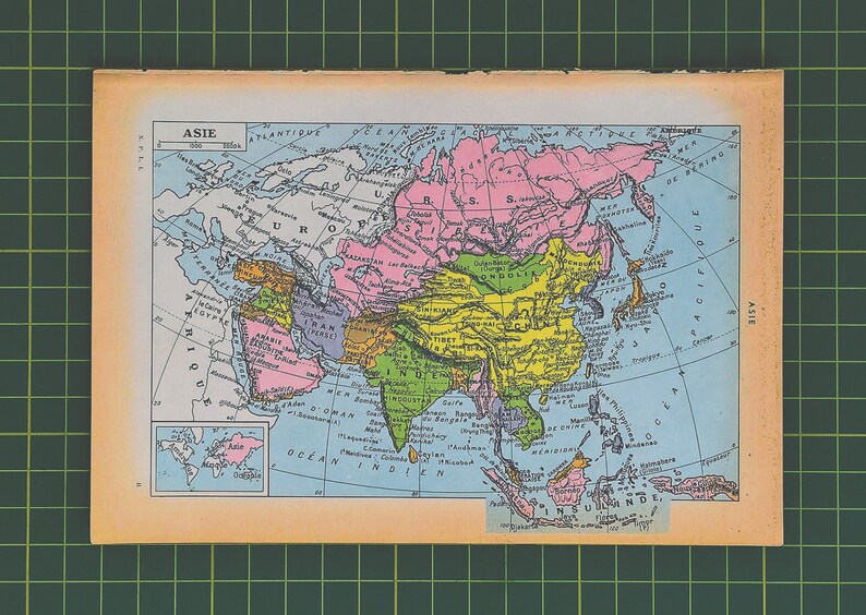 1956 Vintage Map of Asia | Etsy