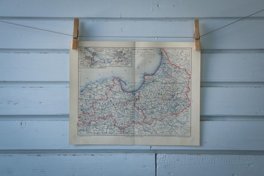 1907 Vintage North Poland Map - Etsy