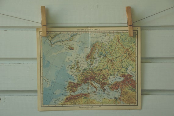 1951 Vintage Map of Europe - Etsy