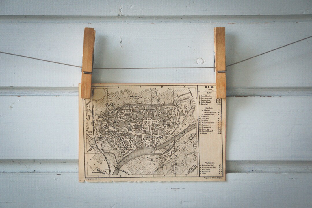 1876 Vintage Map of Ulm - Etsy